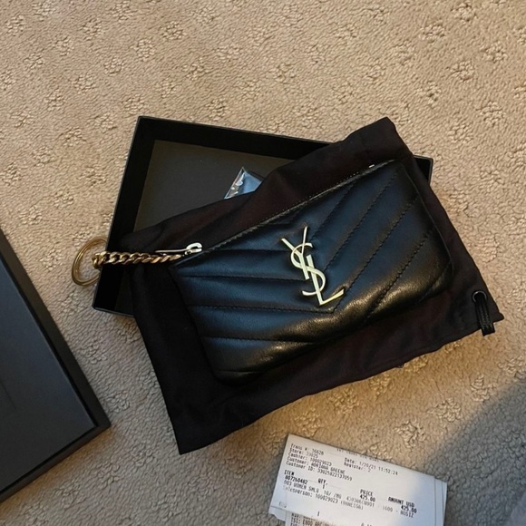 Saint Laurent | Accessories | Black And Gold Ysl Keychain Purse | Poshmark